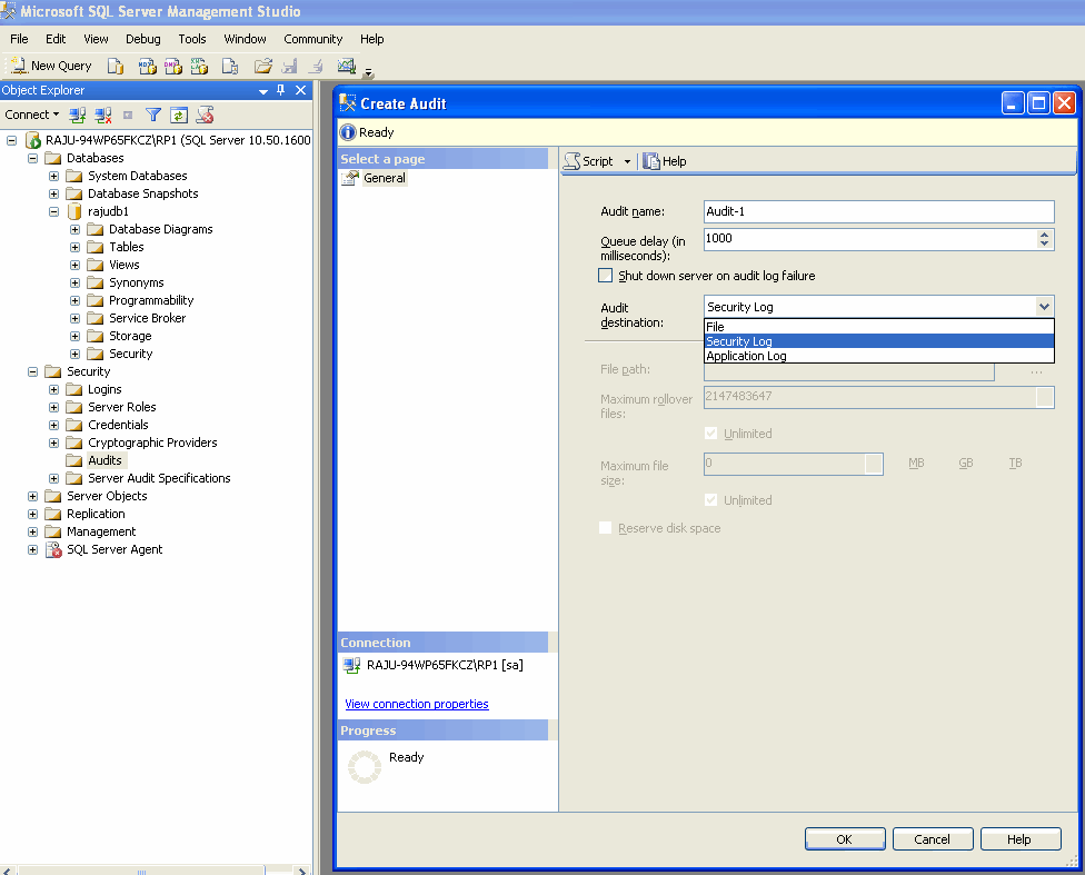 A glance at SQL Server Audit – techs@work